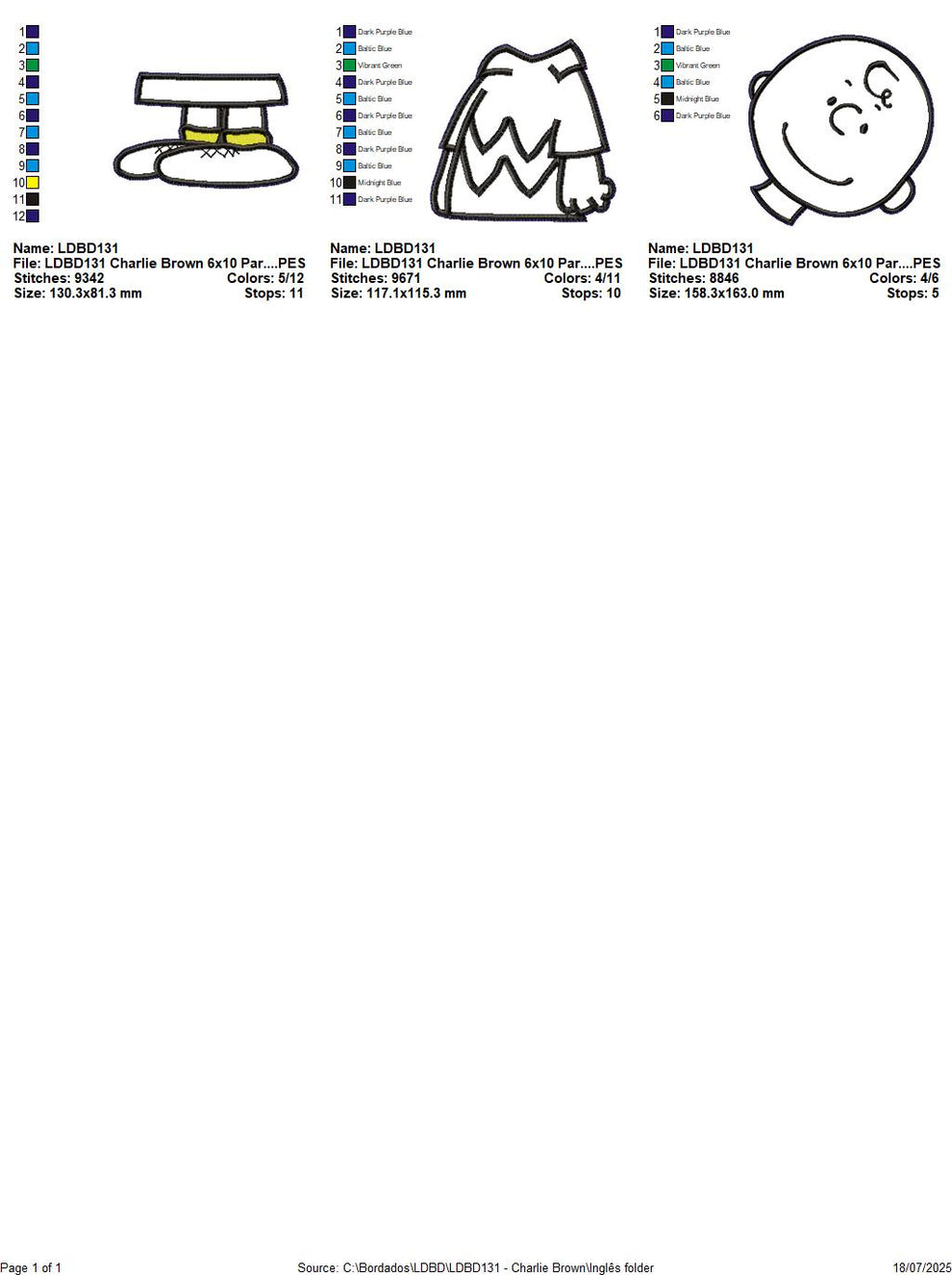 Charlie Brown – ITH Project – Machine Embroidery Design – DooBeeDoo ...