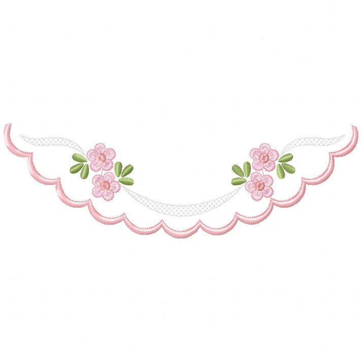 Flowers Delicate Border - Fill Stitch - Machine Embroidery Design ...