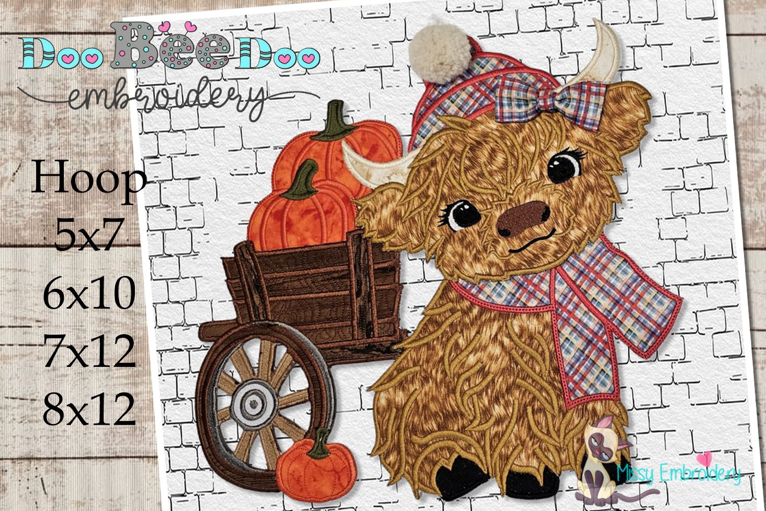 Highland Cow Cute - ITH Project - Machine Embroidery Design – DooBeeDoo ...