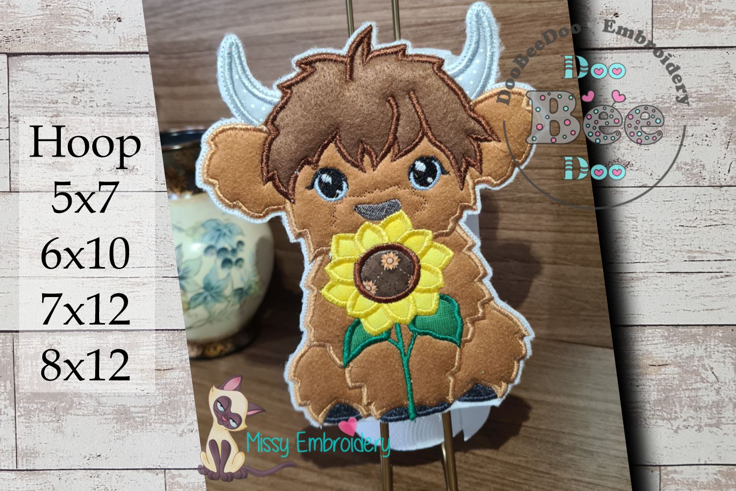 Highland Cow Sunflower Paper Towel Holder Cover - ITH Project - Machin ...
