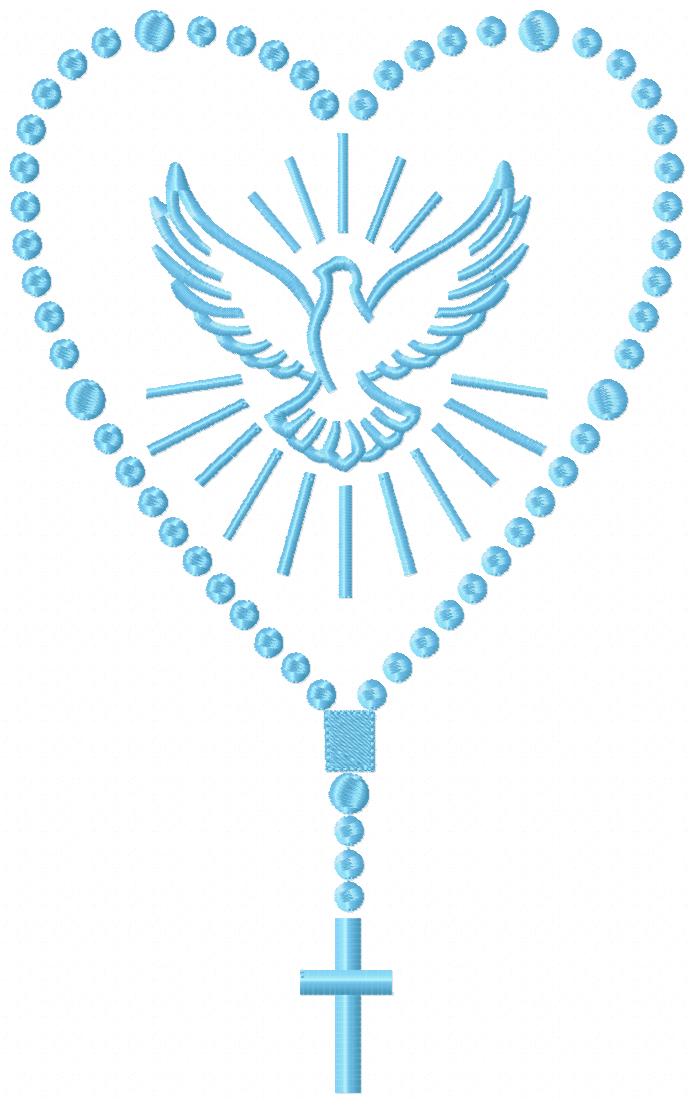 Holy Spirit Rosary Heart – Satin Stitch – Machine Embroidery Design ...