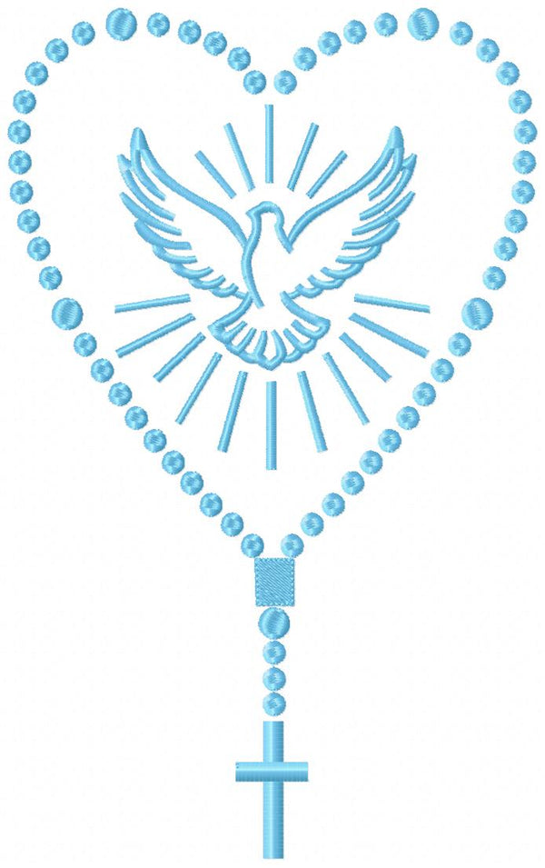 Holy Spirit Rosary Heart – Satin Stitch – Machine Embroidery Design ...