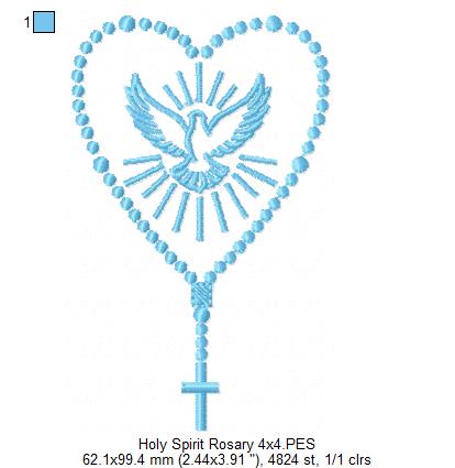 Holy Spirit Rosary Heart – Satin Stitch – Machine Embroidery Design ...