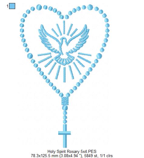 Holy Spirit Rosary Heart – Satin Stitch – Machine Embroidery Design ...