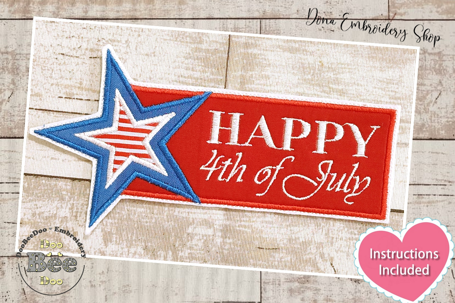Happy 4th of July Bookmarker - ITH Project - Machine Embroidery Design ...