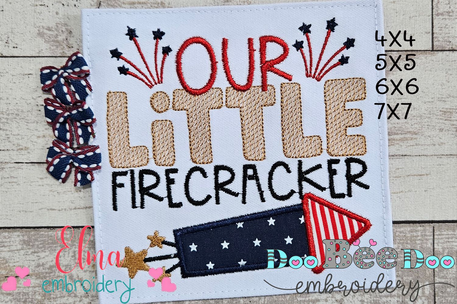 Our Little Firecracker 4th of July - Applique - Machine Embroidery Des ...