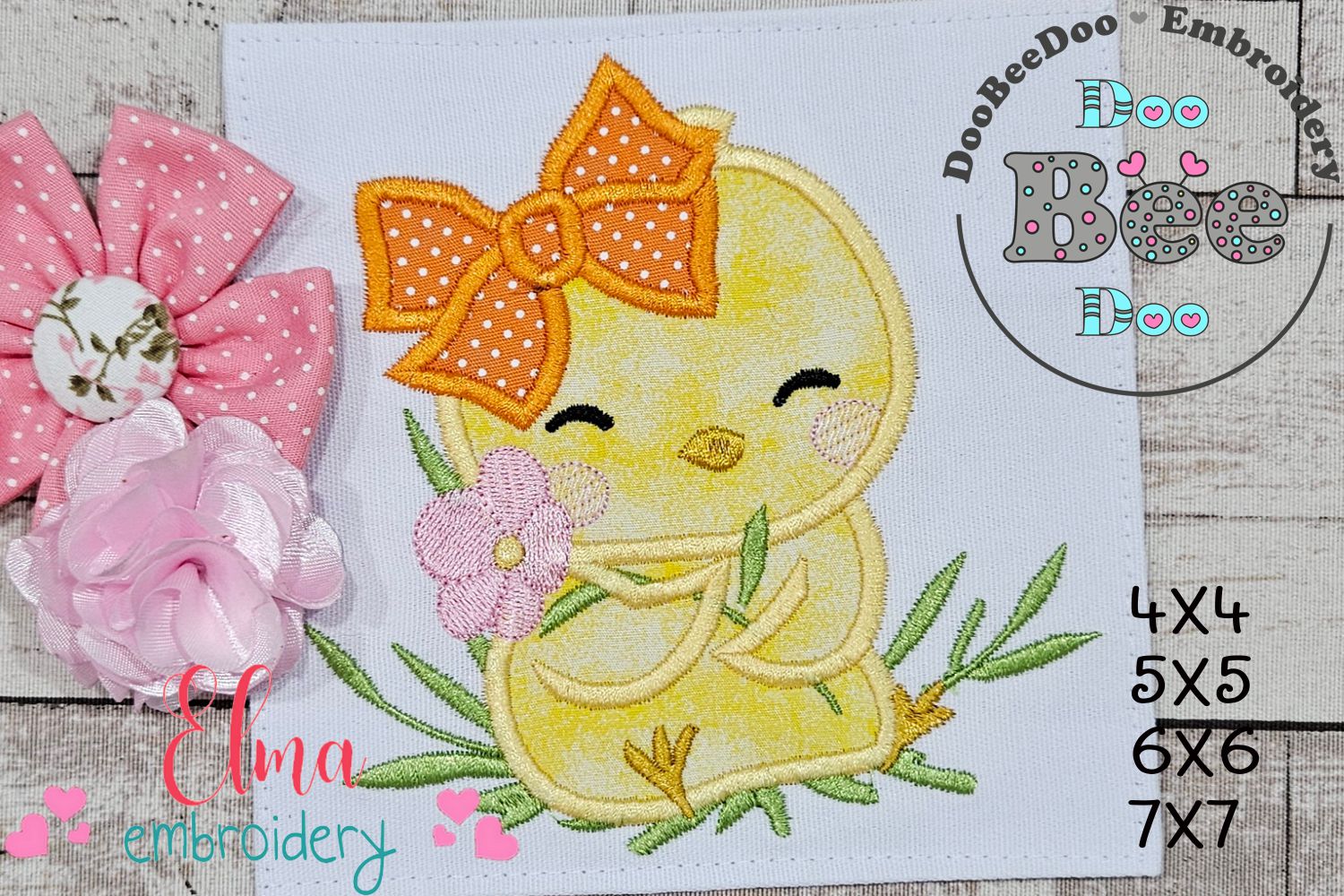 Cute Chick Girl with Bow - Applique - Machine Embroidery Design ...
