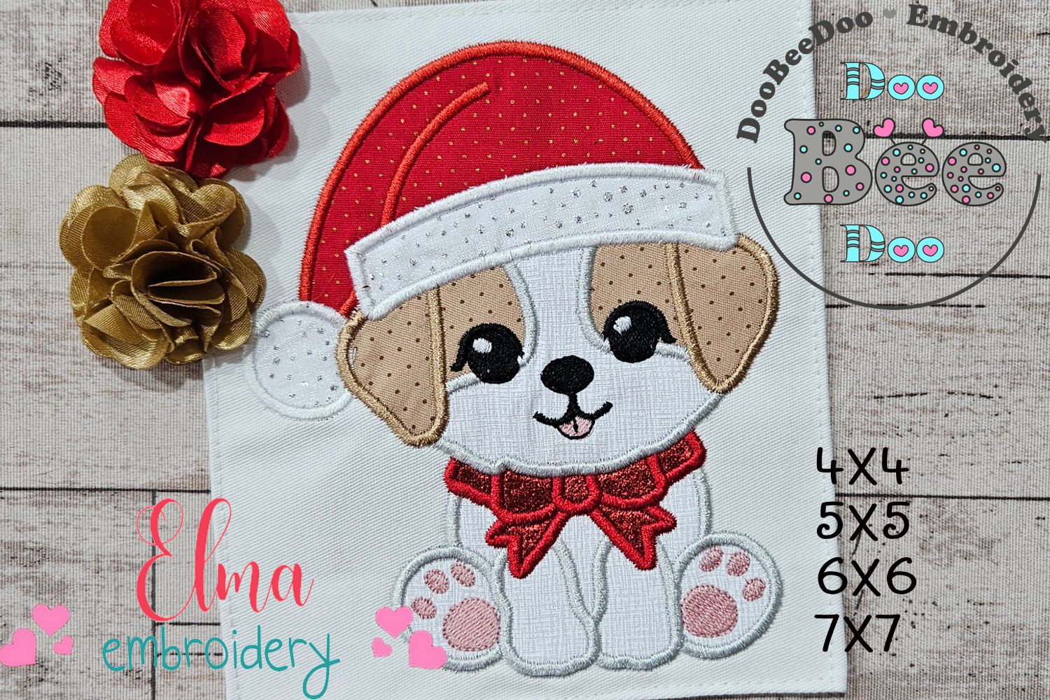 Christmas Puppy - Applique - Machine Embroidery Design – DooBeeDoo ...