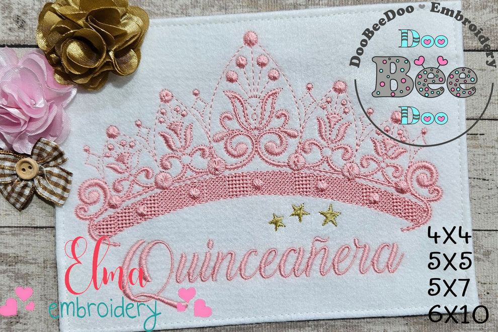 Tiara Quinceañera - Fill Stitch - Machine Embroidery Design – DooBeeDoo ...