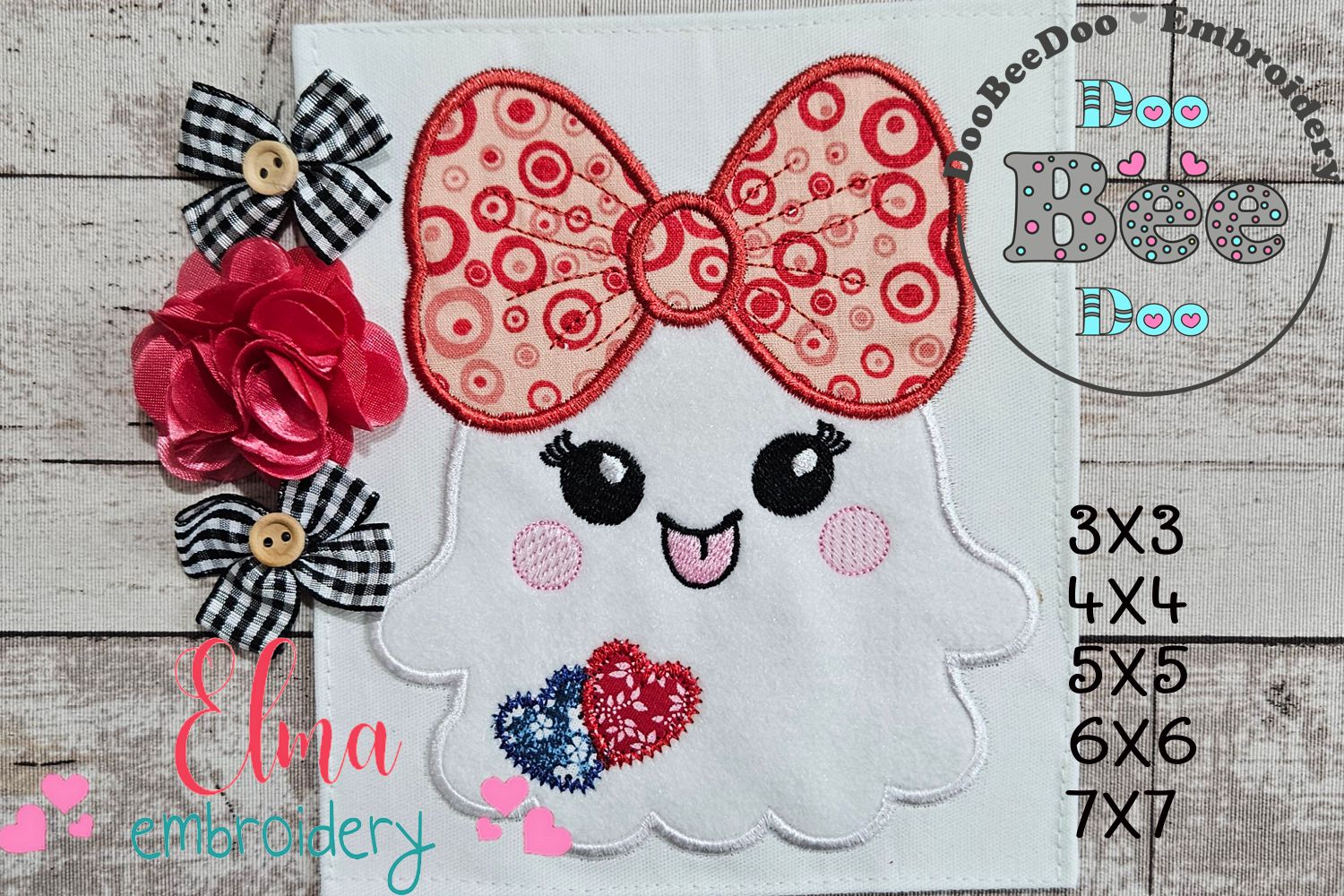 Ghost Girl with a Big Bow - Applique - Machine Embroidery Design ...