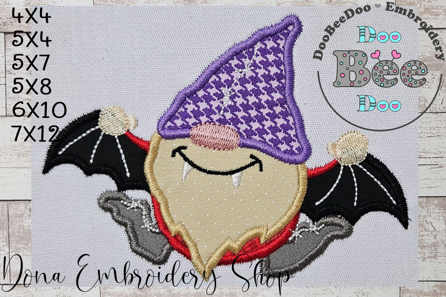 Vampire Gnome - Applique - Machine Embroidery Design – DooBeeDoo ...