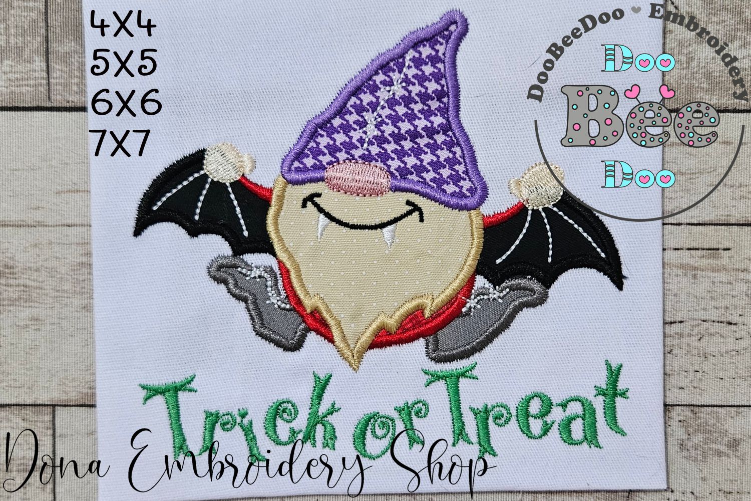 Vampire Gnome Trick or Treat - Applique - Machine Embroidery Design ...