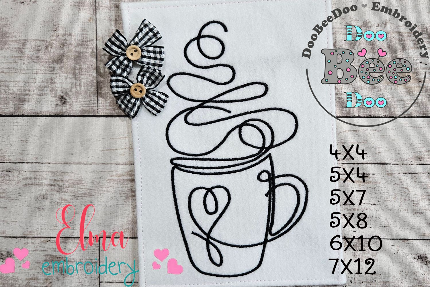 Coffee Cup Line Art - Fill Stitch - Machine Embroidery Design ...