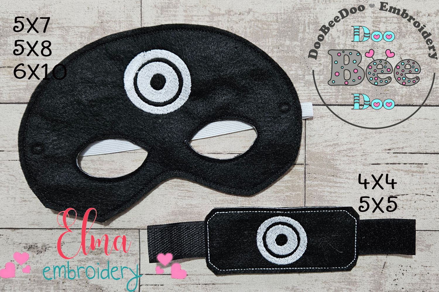 🎯 Hit the Target! Bullseye Mask & Bracelet - ITH Felt - Machine Embroi ...