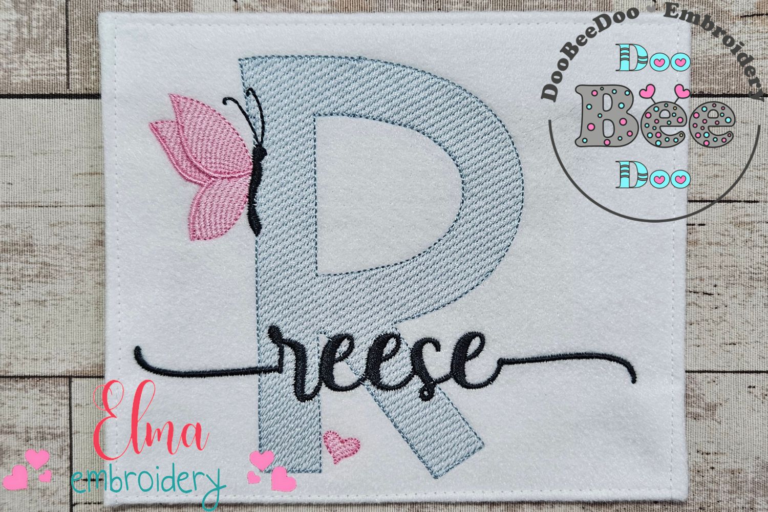 Monogram R Letter R Butterfly - Rippled Stitch – DooBeeDoo Machine ...