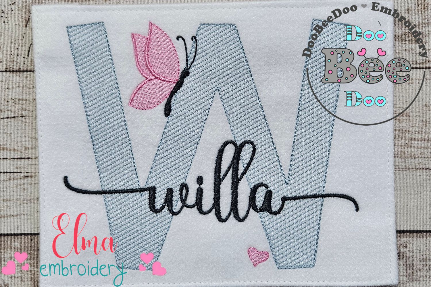 Monogram W Letter W Butterfly - Rippled Stitch – DooBeeDoo Machine ...