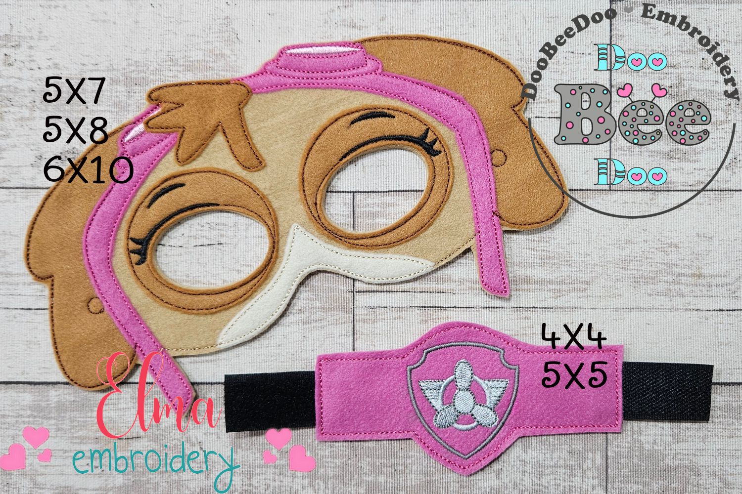Paw Patrol Skye Mask and Bracelet ITH Project - Applique - Machine Emb ...