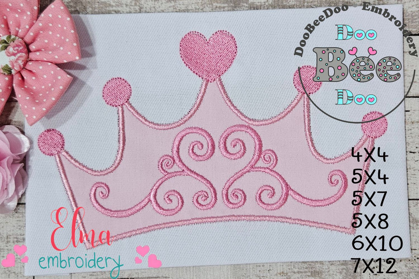 Princess Tiara - Applique - Machine Embroidery Design – DooBeeDoo ...