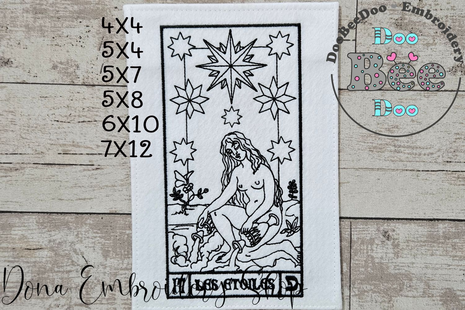 The Star Tarot Card - Redwork Stitch - Machine Embroidery Design ...