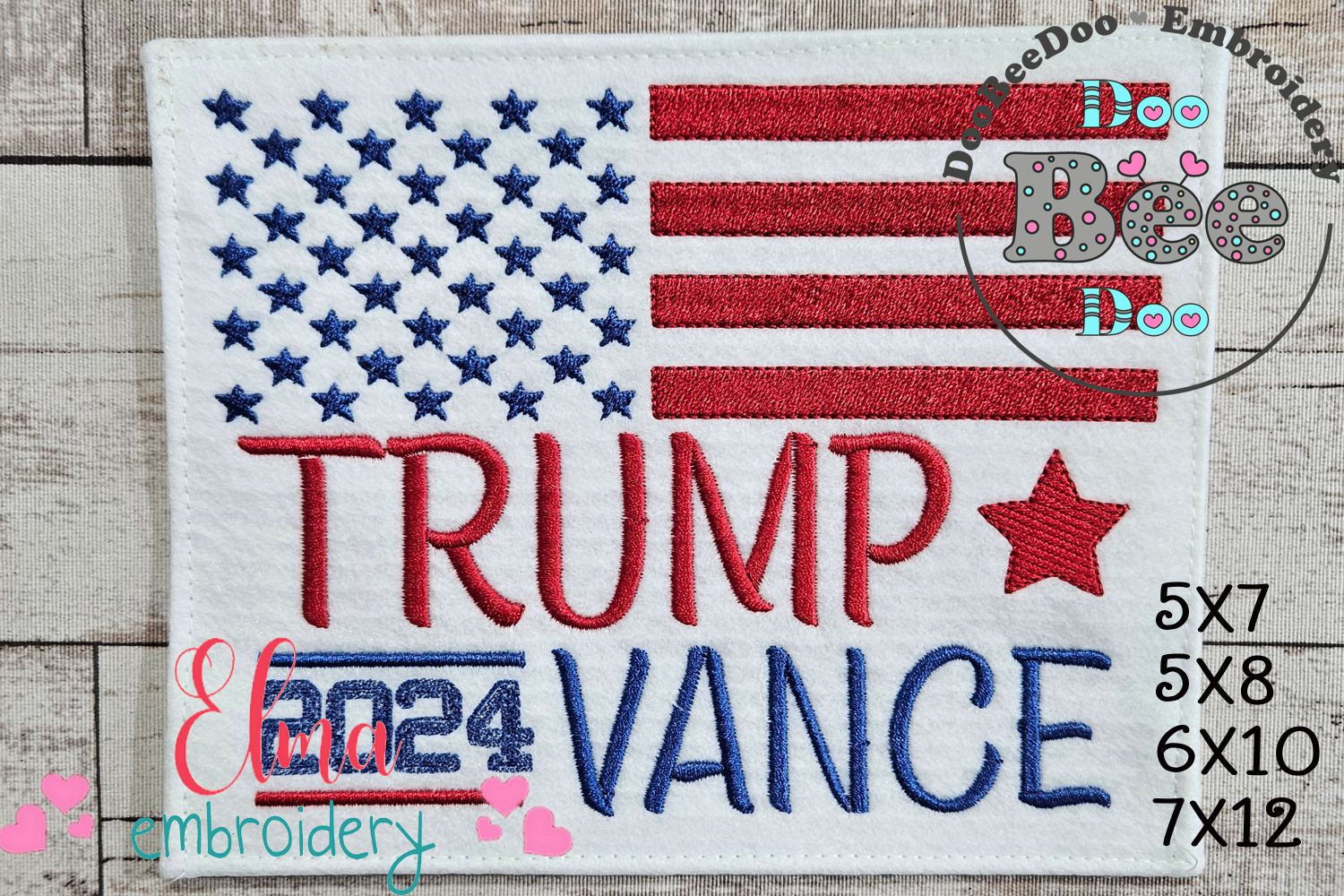 Trump Vance 2024 Flag - Fill Stitch - Machine Embroidery Design ...