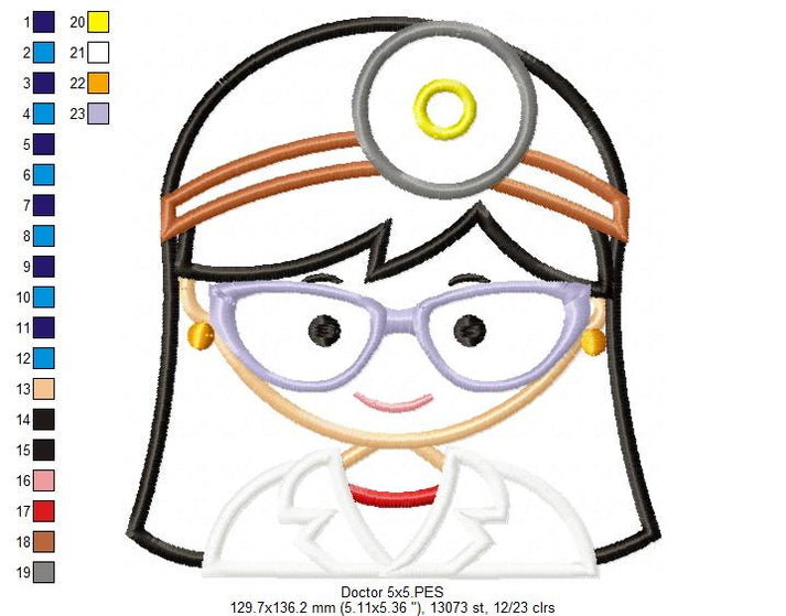 Doctor Girl - Applique - Machine Embroidery Design – DooBeeDoo Machine ...