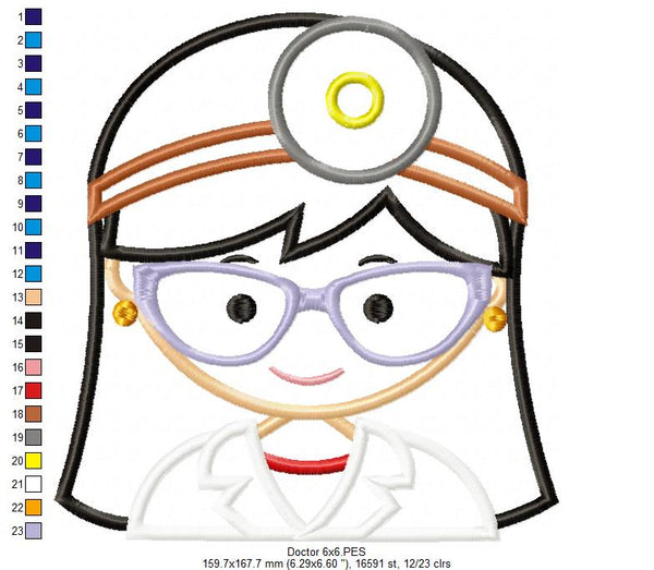 Doctor Girl - Applique - Machine Embroidery Design – DooBeeDoo Machine ...