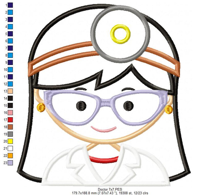 Doctor Girl - Applique - Machine Embroidery Design – DooBeeDoo Machine ...