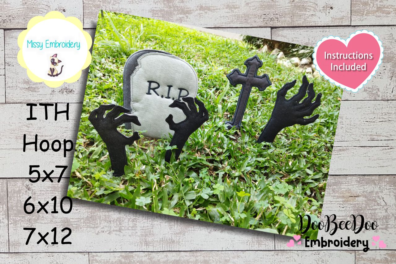 Graveyard and Zombie Hands - ITH Project - Machine Embroidery Design ...