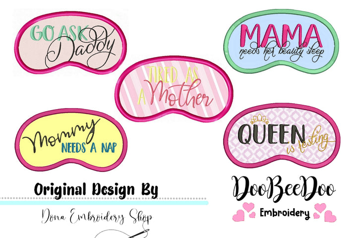 Sleep Mask Embroidery Designs – DooBeeDoo Machine Embroidery Designs