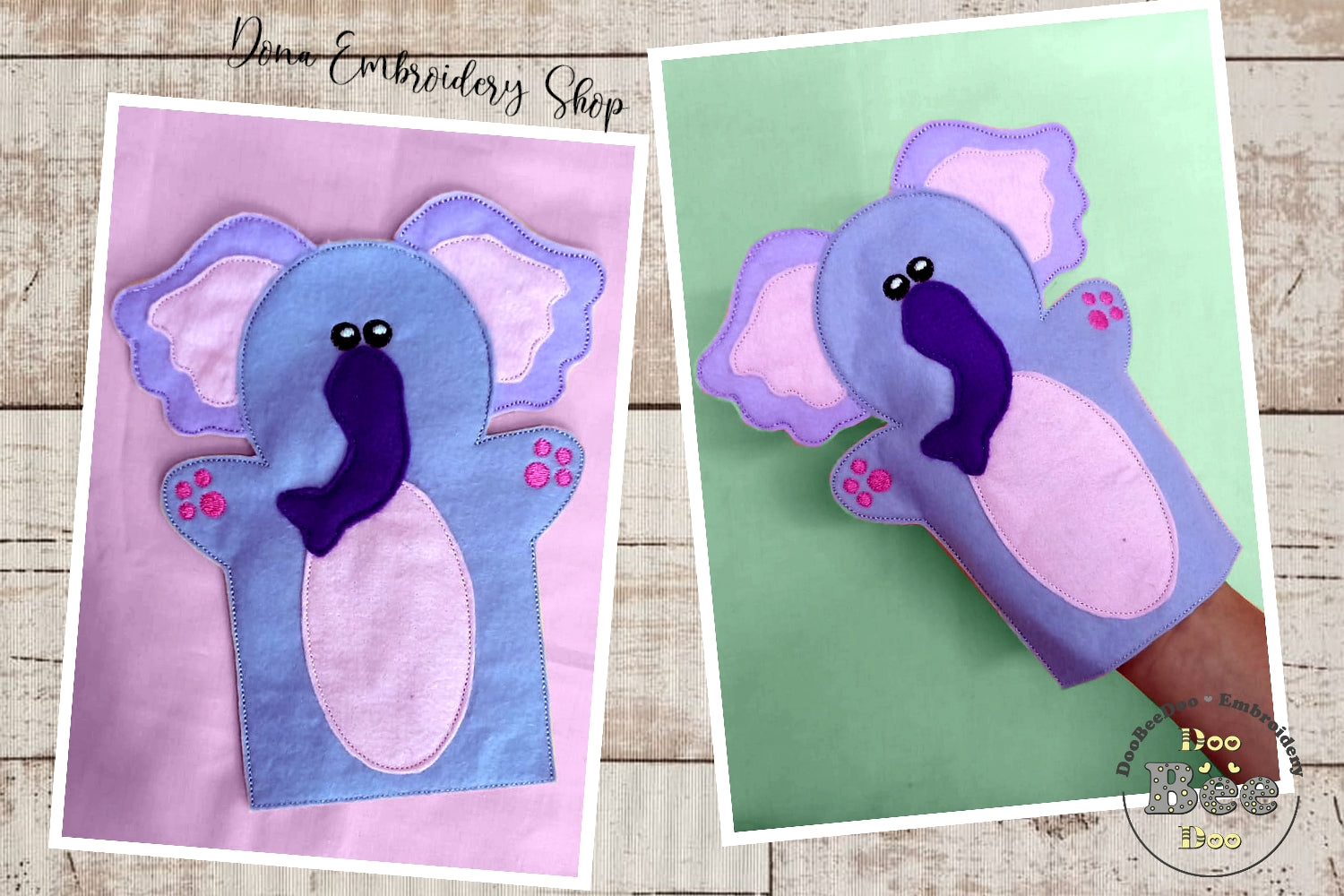 Elephant Puppet - ITH Project - Machine Embroidery Design – DooBeeDoo ...