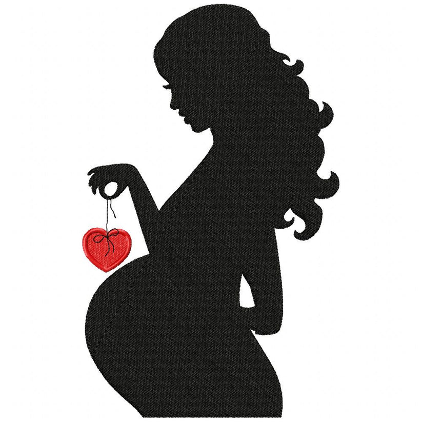 Pregnant Mom Silhouette - Fill Stitch – DooBeeDoo Machine Embroidery ...