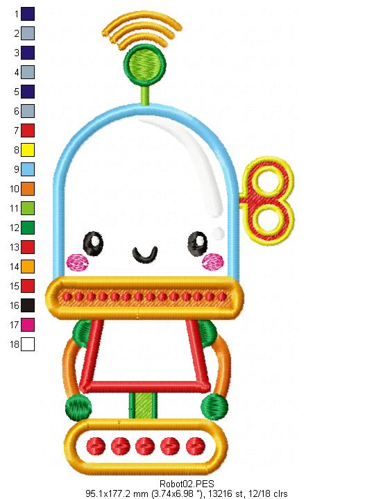 Robot toy 4 - Applique – DooBeeDoo Machine Embroidery Designs