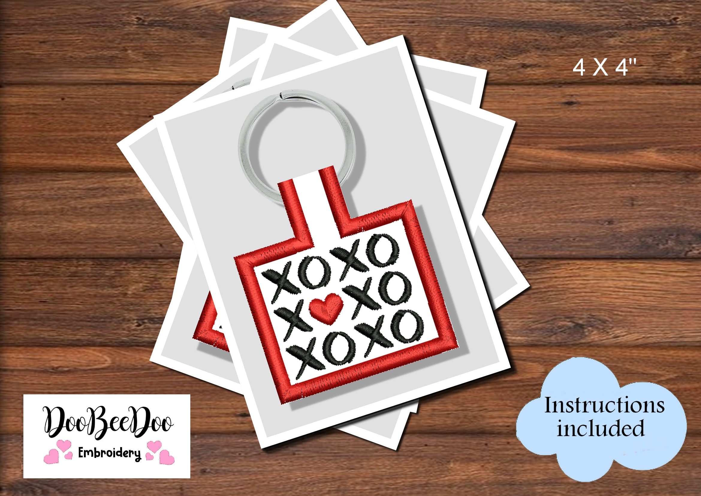 XOXO Keychain - ITH Project - Machine Embroidery Design – DooBeeDoo ...