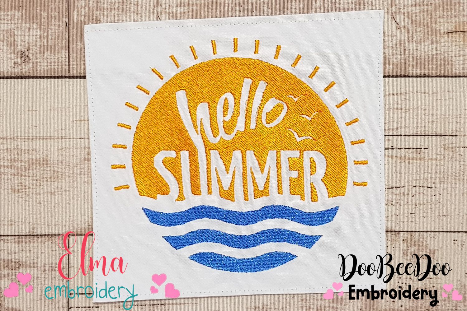 Hello Summer - Fill Stitch – DooBeeDoo Machine Embroidery Designs