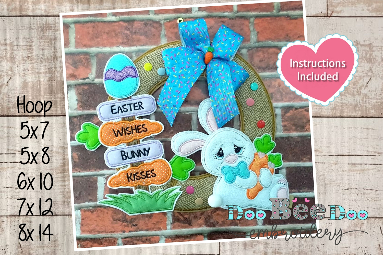 Sitting Bunny Easter Wreath - ITH Project - Machine Embroidery Design ...