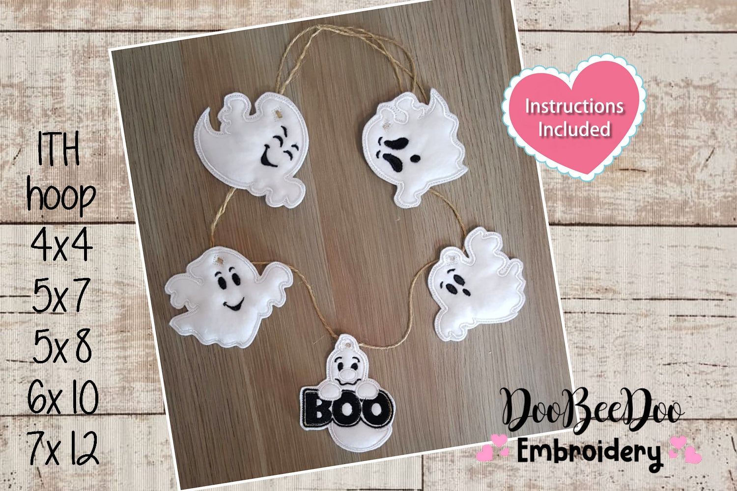 Halloween Ghosts Banner - ITH Project - Machine Embroidery Design ...