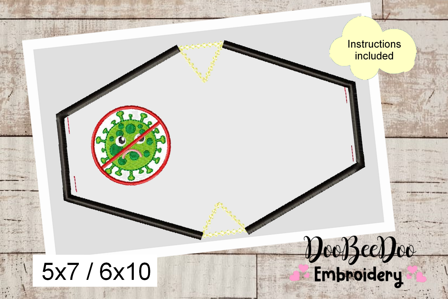 Virus Face Mask - ITH Project - Machine Embroidery Design – DooBeeDoo ...