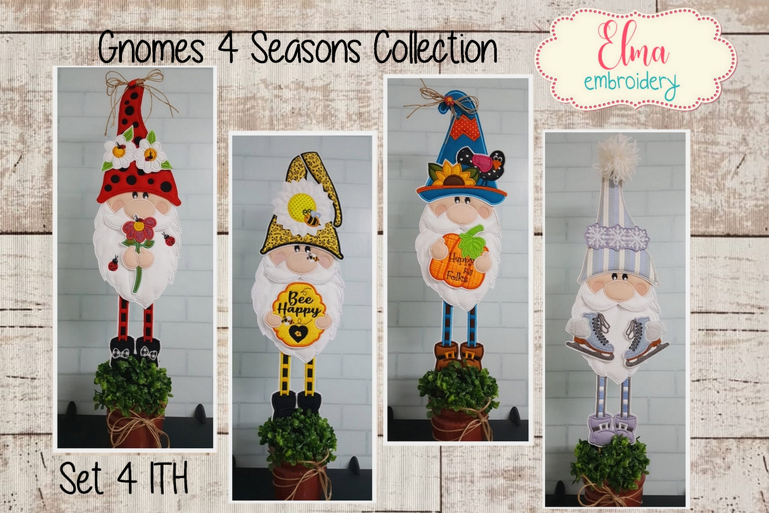Gnomes Four Seasons - ITH Project - Machine Embroidery Design ...
