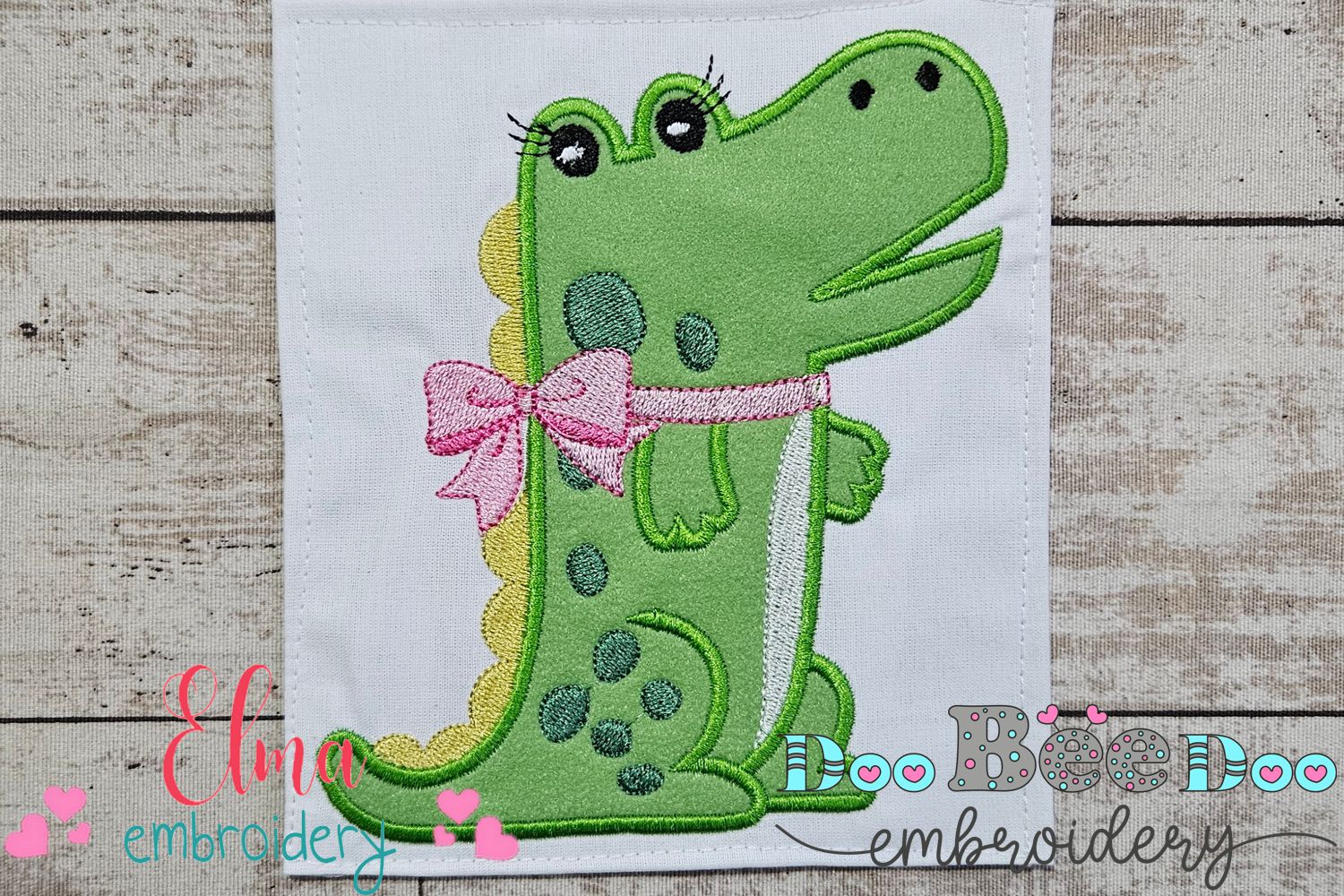 Cute Alligator Girl - Applique – DooBeeDoo Machine Embroidery Designs
