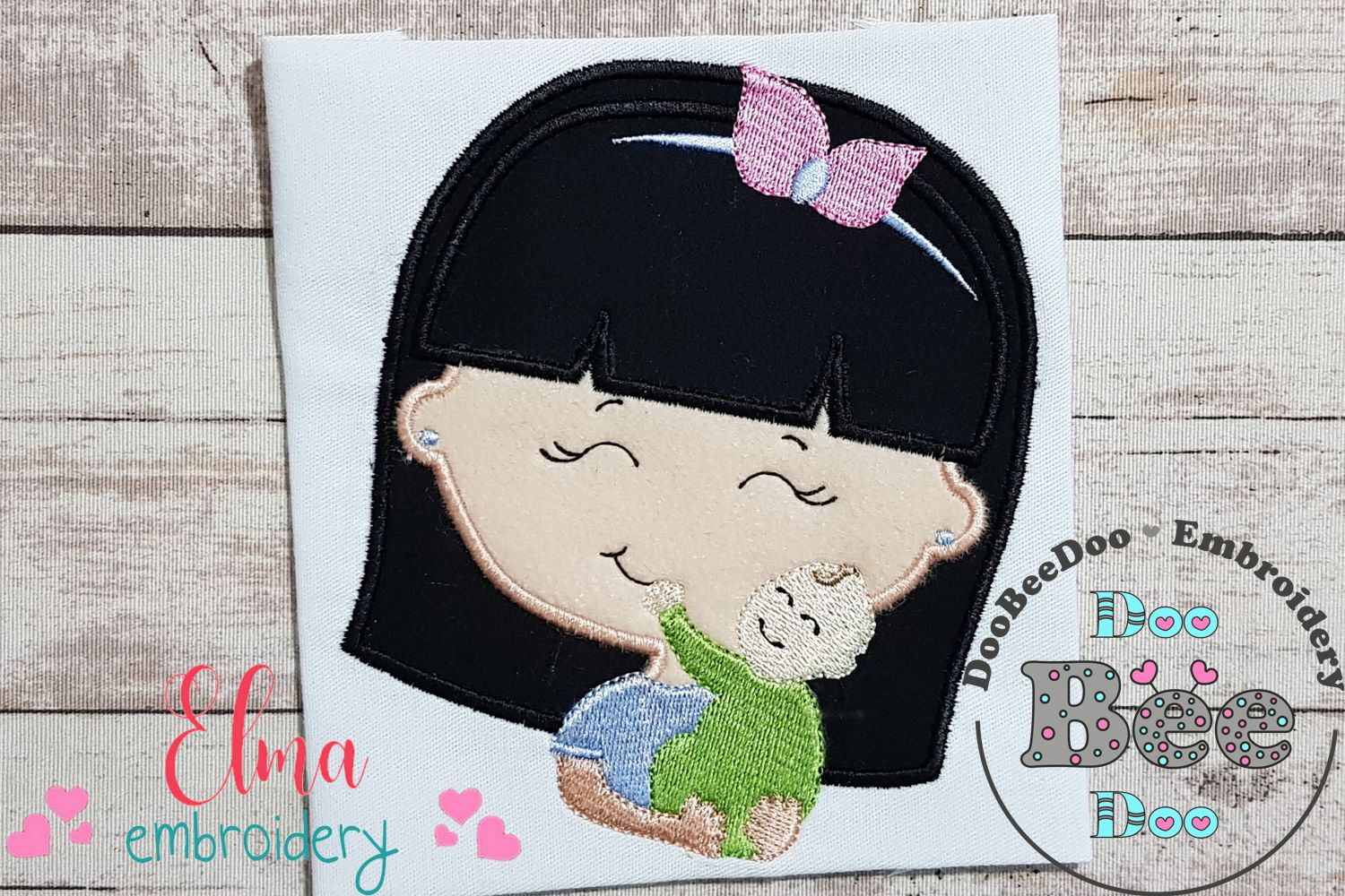 Mom and Daughter - Applique - 4x4 5x5 6x6 7x7 8x8 - Machine Embroidery ...