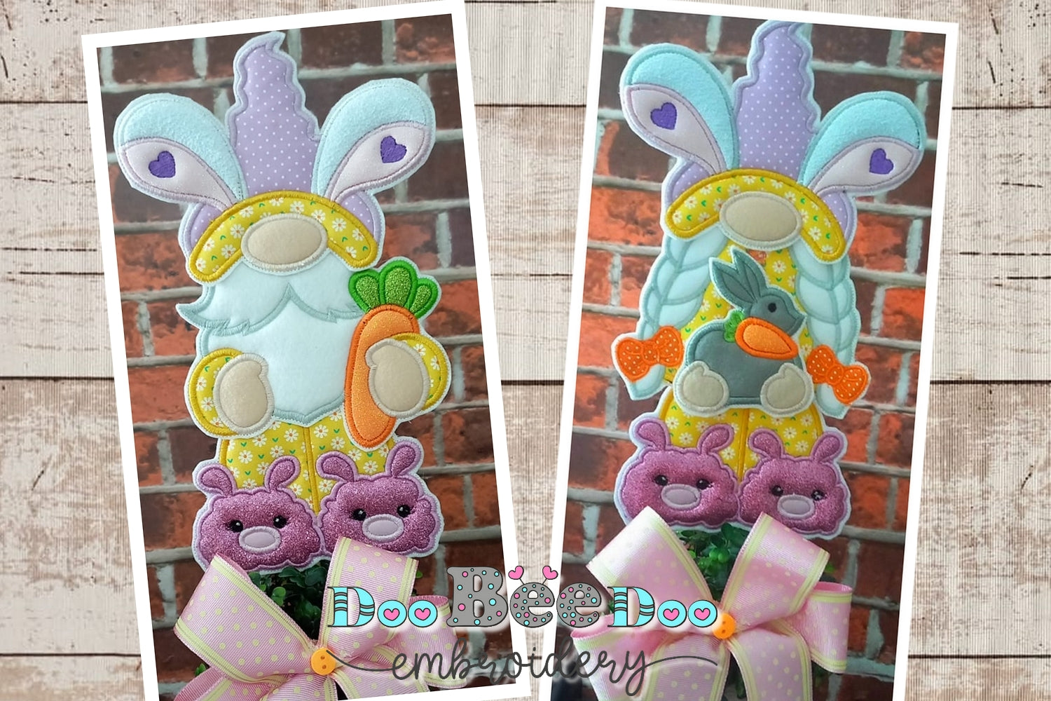Easter Bunny Gnome Girl and Boy - ITH Project - Machine Embroidery Des ...